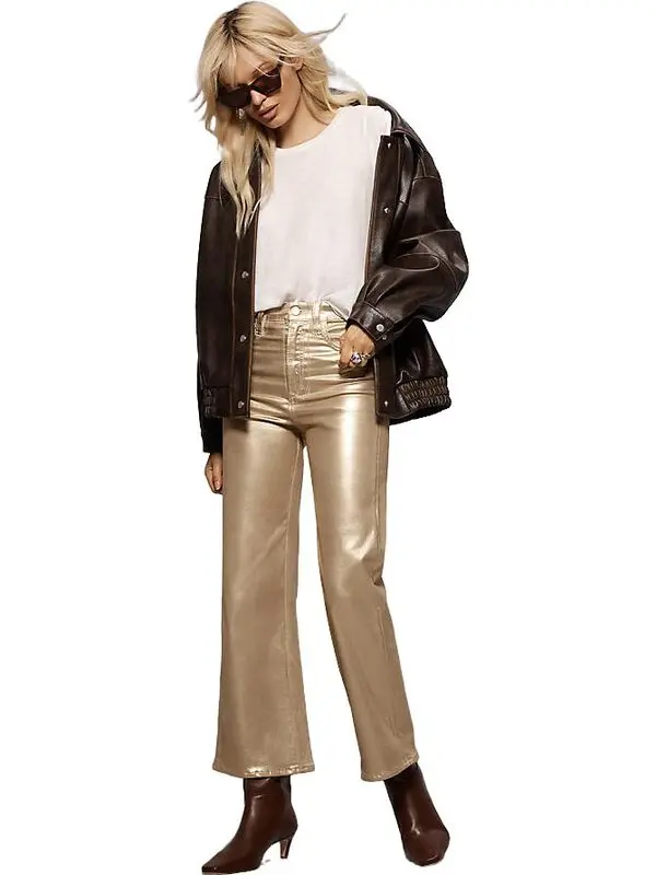 Joe's Jeans Mia High-rise Wide-leg Jeans - Gold Foil