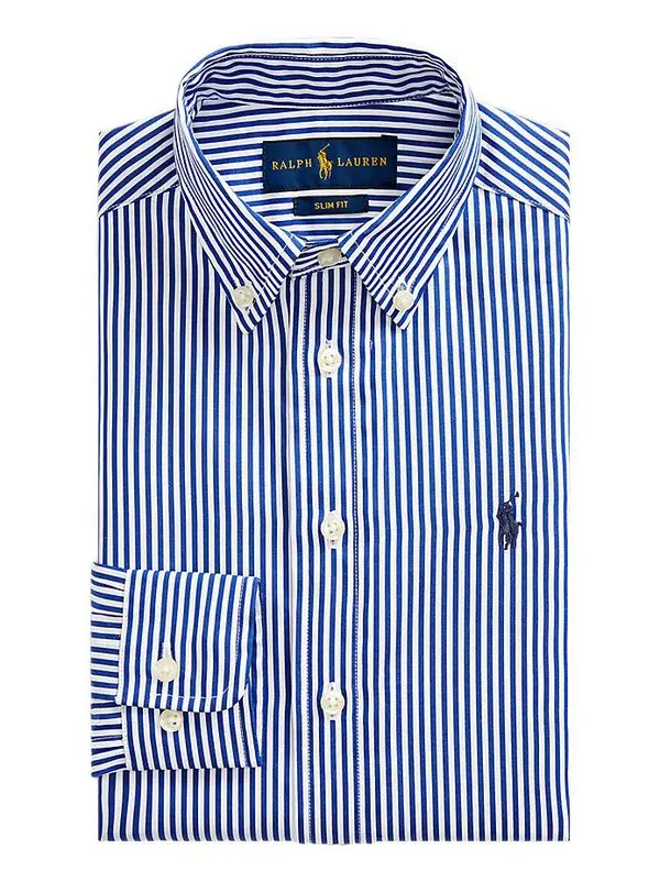 Ralph Lauren Slim Fit Striped Cotton Dress Shirt - Navy Multi