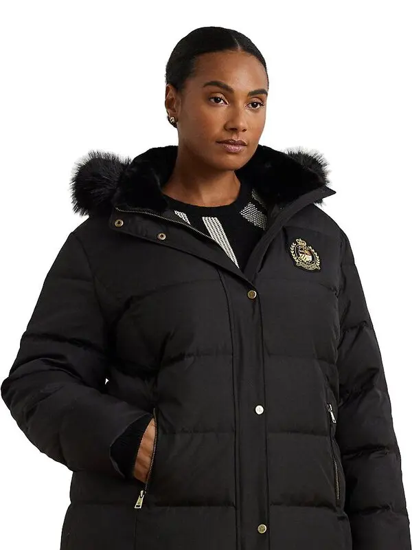 Ralph Lauren Crest-patch Hooded Down Coat - Black