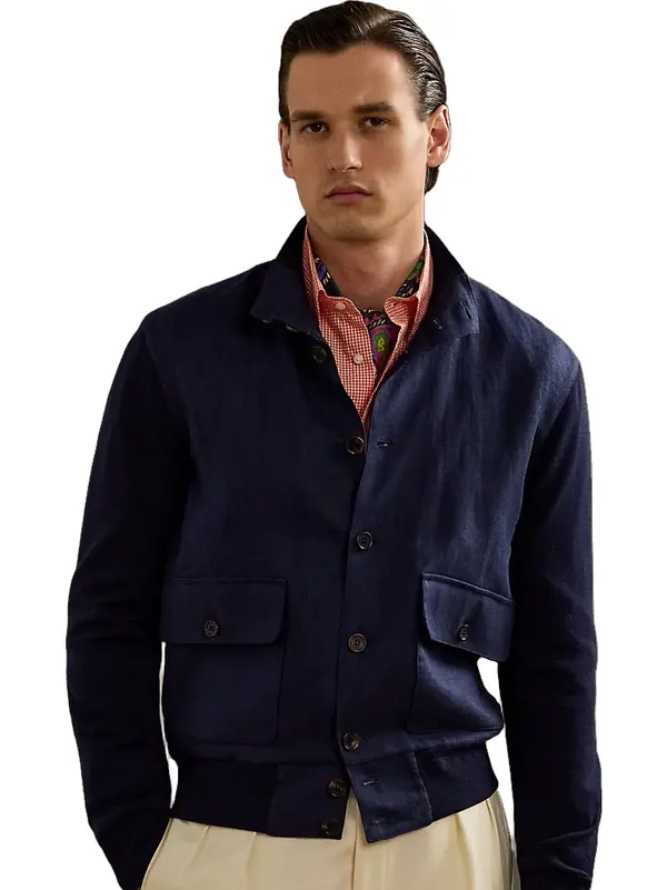 Ralph Lauren Linen-panel Silk-blend Cardigan - Classic Chairman Navy