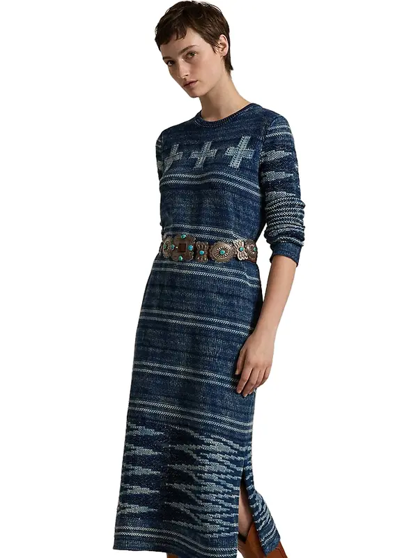 Ralph Lauren X Naiomi Glasses Sweater Dress - Indigo Multi