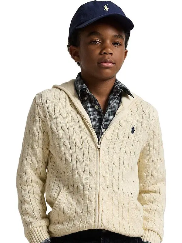Ralph Lauren Cable Cotton Full-zip Sweater - Andover Cream