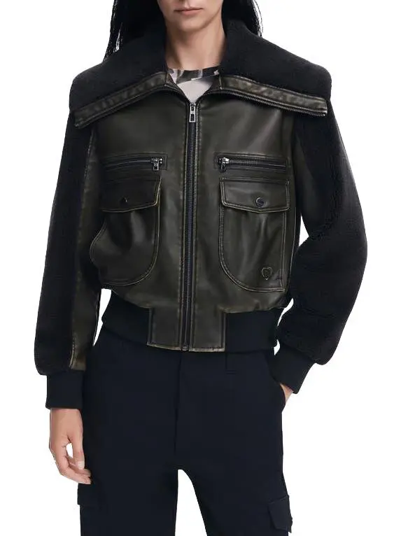 Desigual Florencia Faux Shearling Flight Jacket - Black