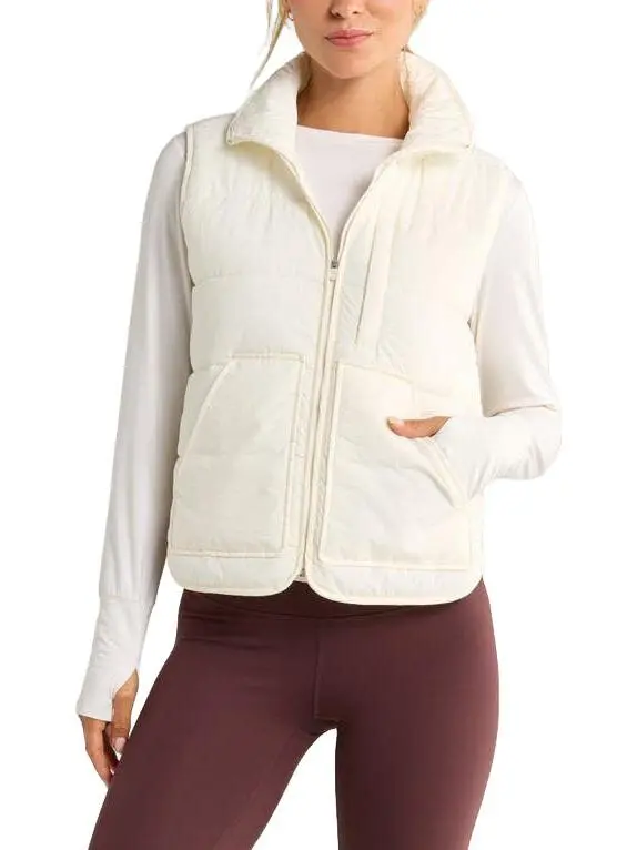 Zella Packable Quilted Vest - Ivory Egret