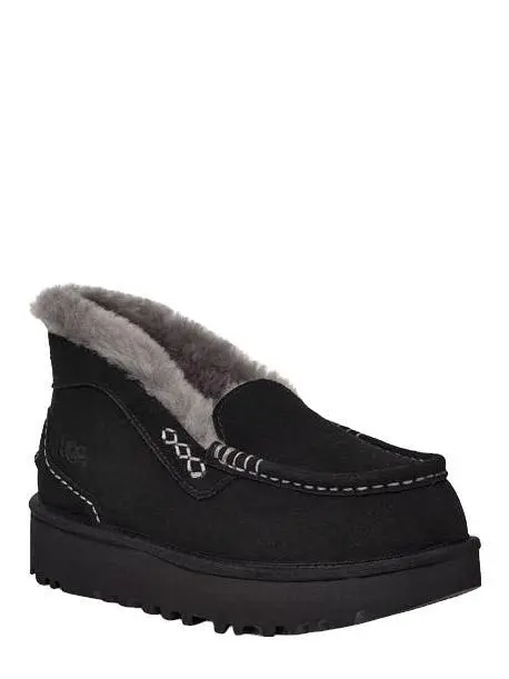 UGG Ansley Parc Genuine Shearling Platform Slipper - Black
