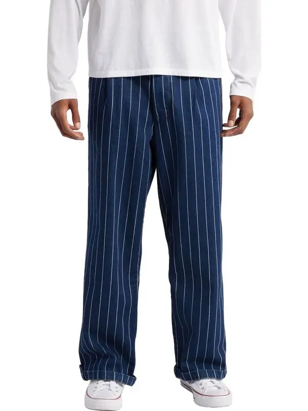 ELWOOD Railroad Stripe Pleated Pants - Indigo
