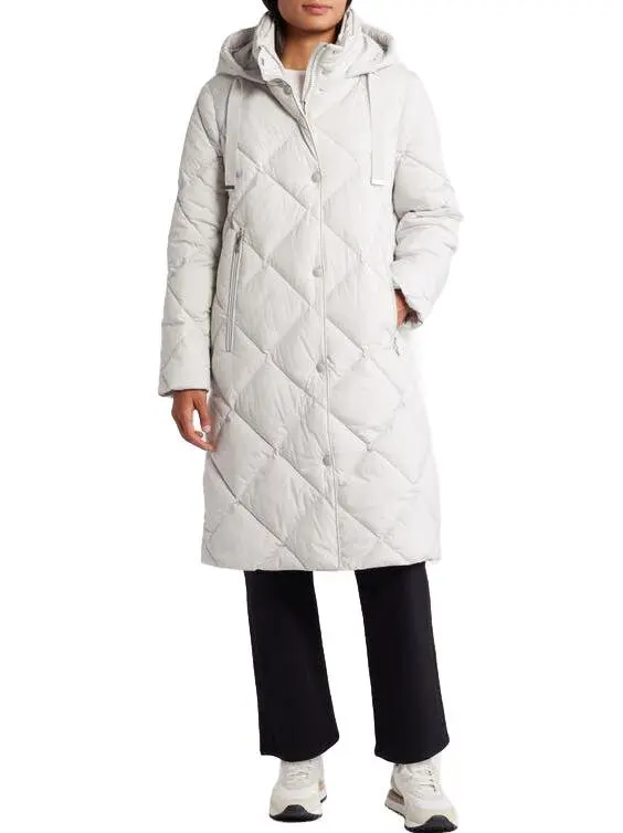 Sam Edelman Hooded Quilted Coat - Soft Silve