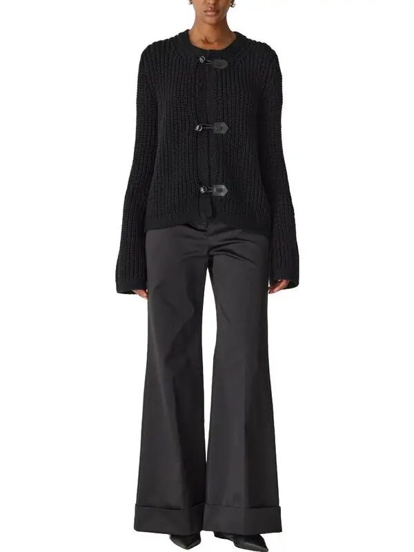 Rebecca Taylor Novelty Wool Toggle Cardigan - Black