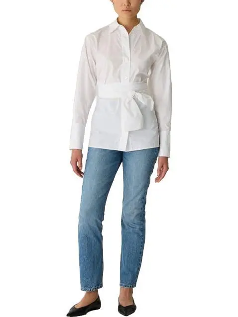 Rebecca Taylor Poplin Wrap Blouse - Milk