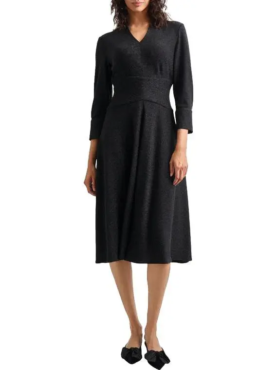 Misook Sparkle Stretch Midi Fit & Flare Dress - Black