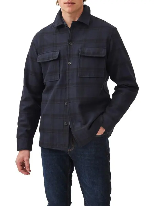 Rodd & Gunn Wadestown Windowpane Check Cotton Twill Button-up Shirt Jacket - Midnight