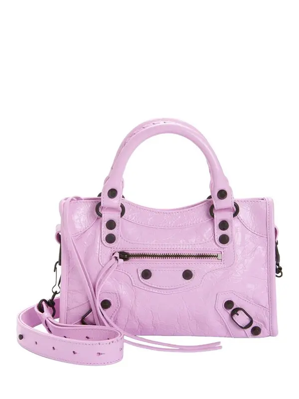 Balenciaga Mini Le City Crinkle Leather Top Handle Bag - 5731 Bubbly Pink