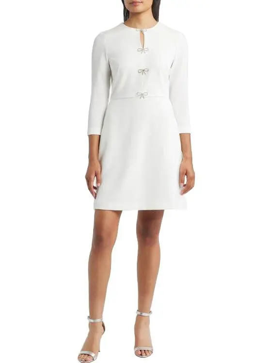 Eliza J Bow Embellished A-line Dress - Ivory