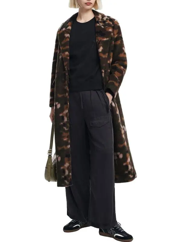 Desigual Abstract Camouflage Print Wool-blend Coat - Green