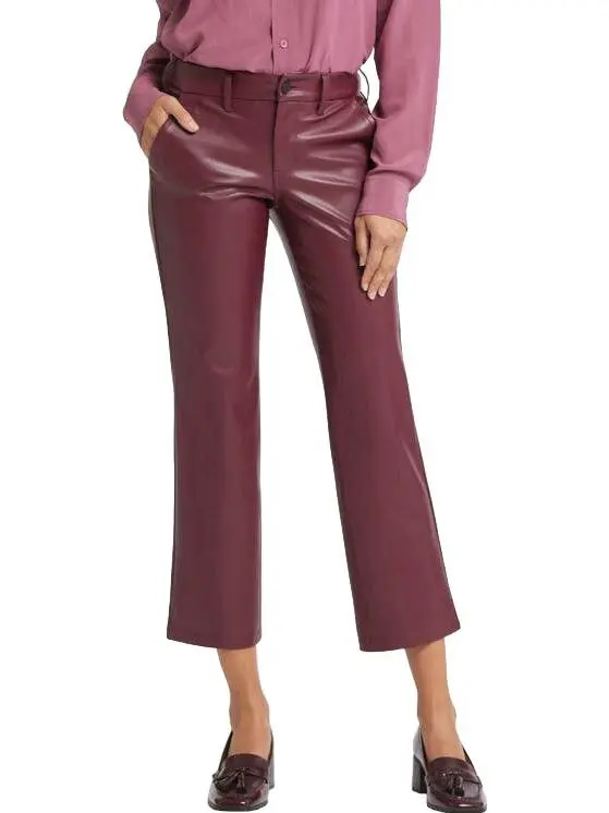 NYDJ Faux Leather Straight Leg Ankle Pants - Tavern