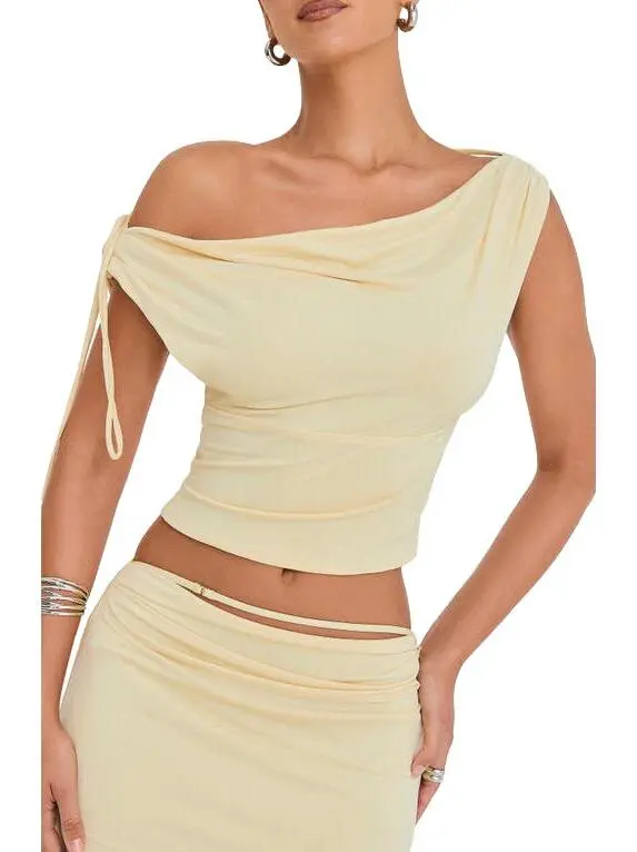 MISTRESS ROCKS One-shoulder Crop Top - Creme Brulee
