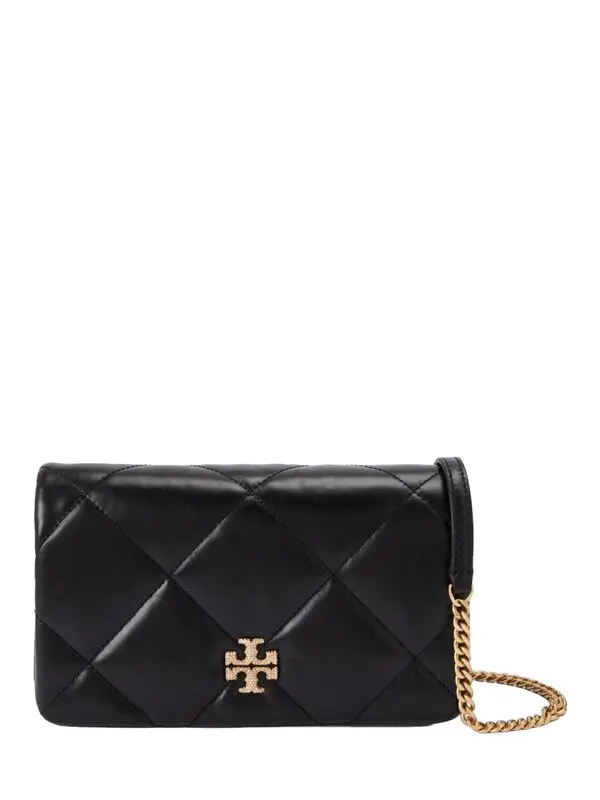 Tory Burch Kira Pavé Diamond-quilted Wallet-on-chain - Black
