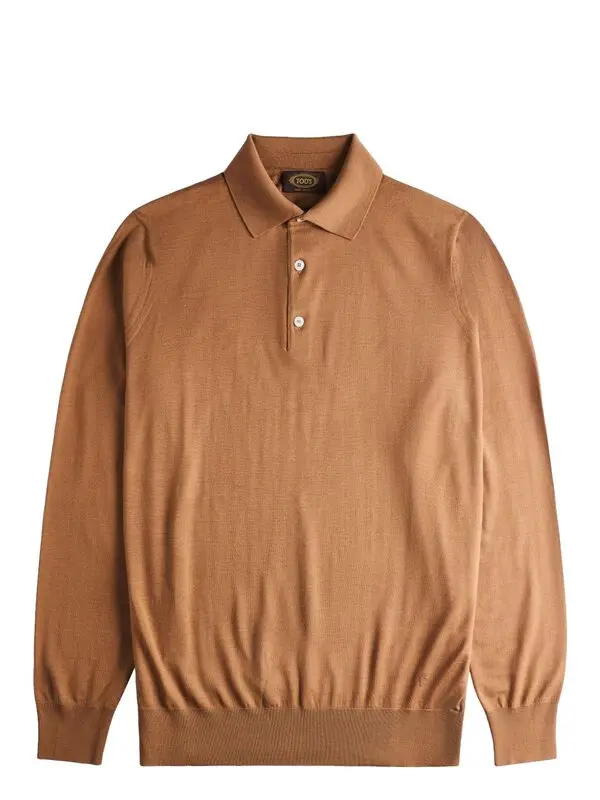 TOD'S Wool Polo Shirt - Brown