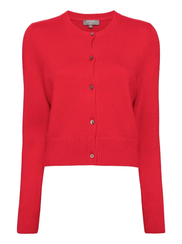 N.peal Crop Cashmere Cardigan - Red