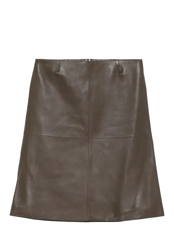 TOTEME Leather Midi Skirt - Brown