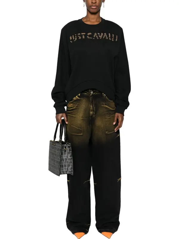 Just Cavalli Stud-detail Cotton Sweatshirt - Black