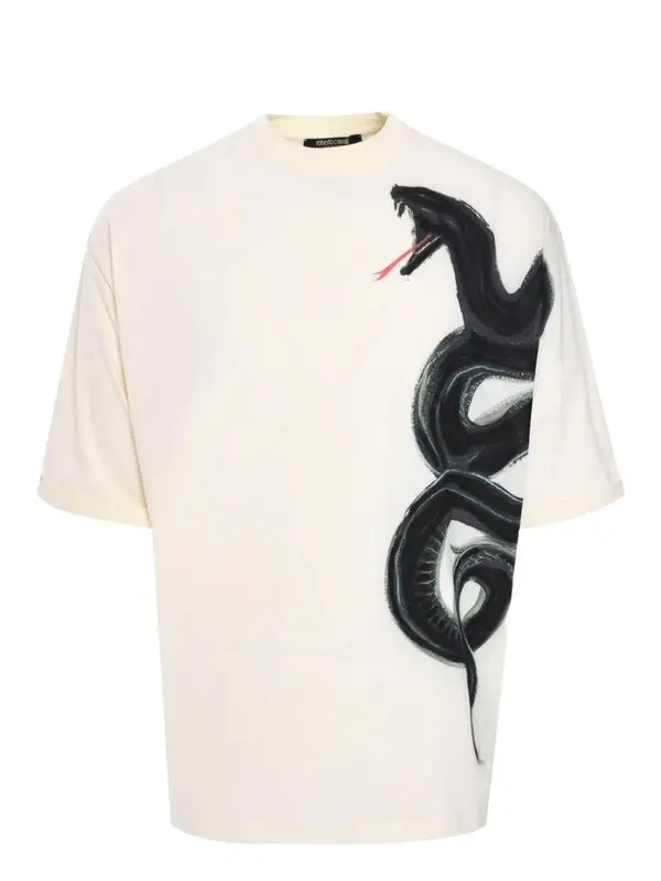 Roberto Cavalli Snake-print T-shirt - White