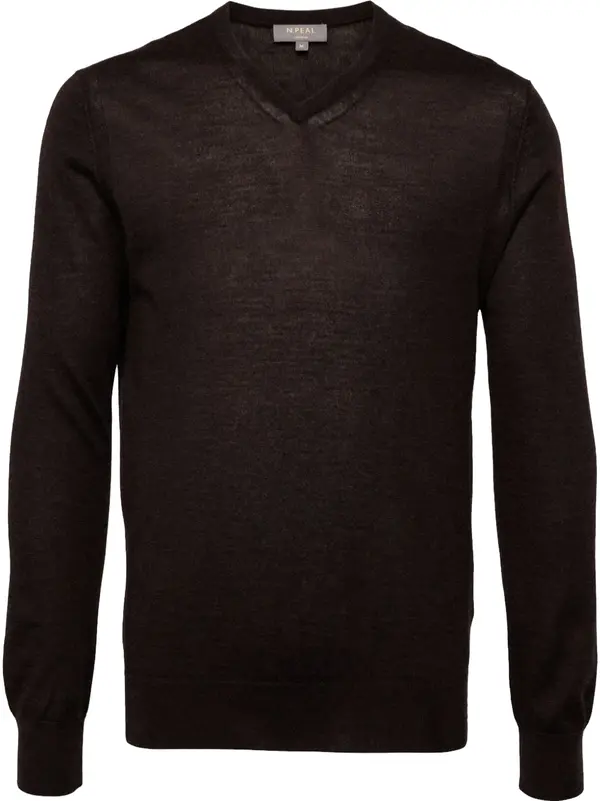 N.peal V-neck Jumper - Brown