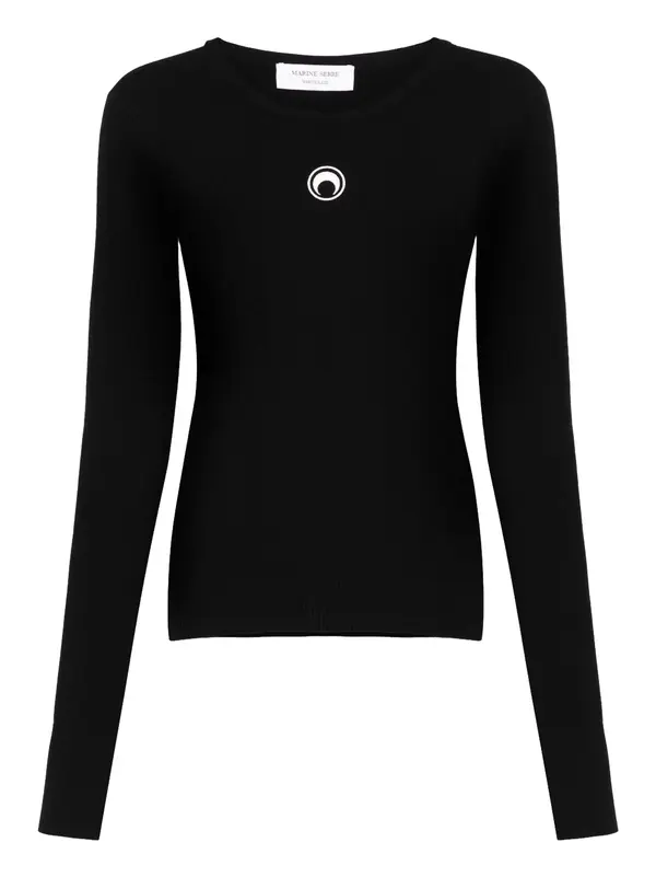 MARINE SERRE Crescent Moon Embroidered Sweater - Black