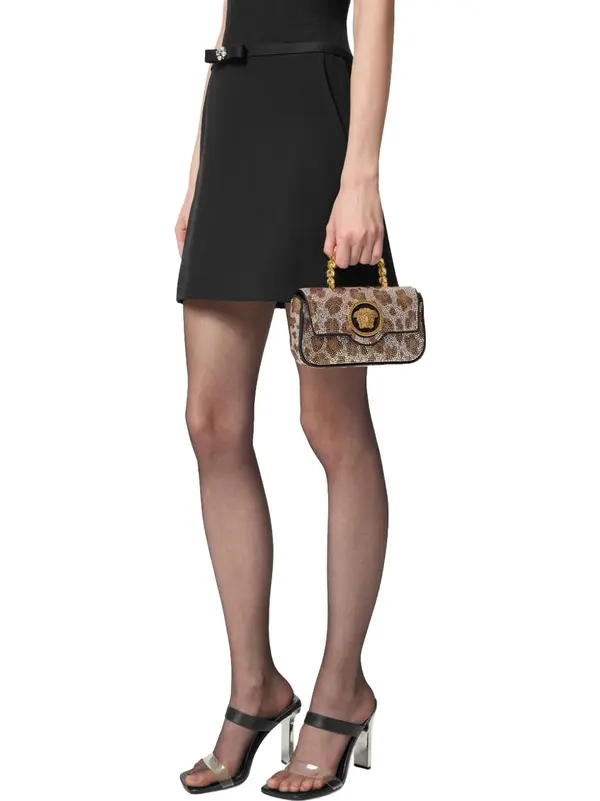 Versace La Medusa Crystal-embellished Mini Bag - Brown