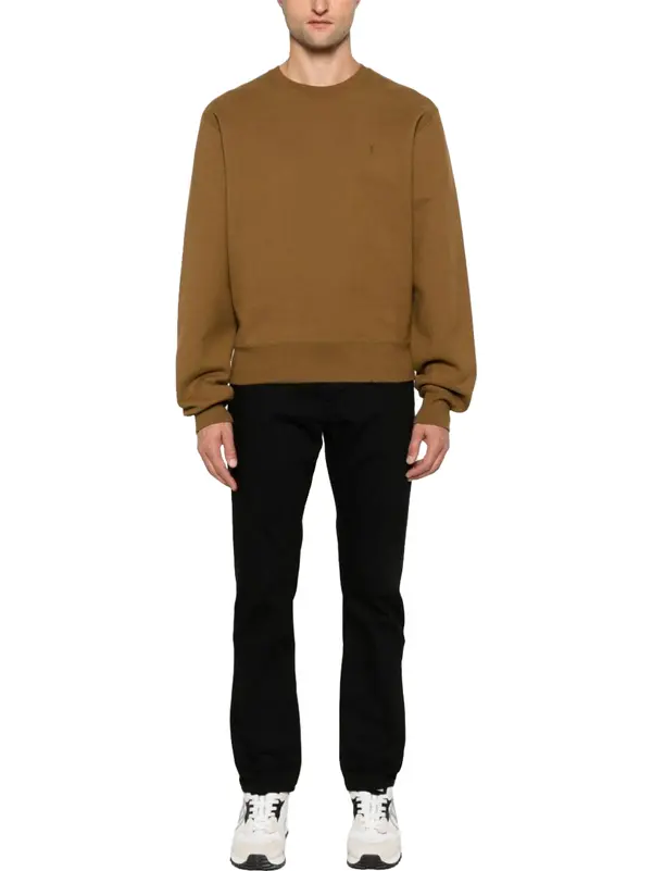 Saint Laurent Logo-embroidered Sweatshirt - Brown