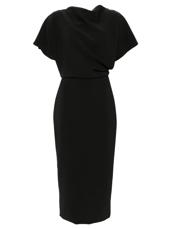 Amsale Draped Midi Dress - Black