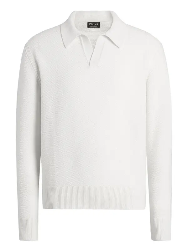 Zegna Oasi Cashmere Polo Shirt - White