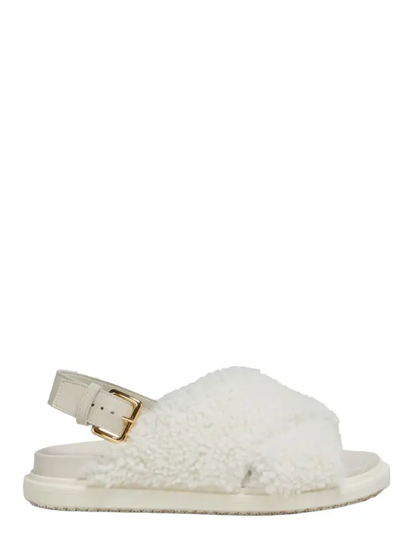 Marni Fussbett Shearling Sandals - White