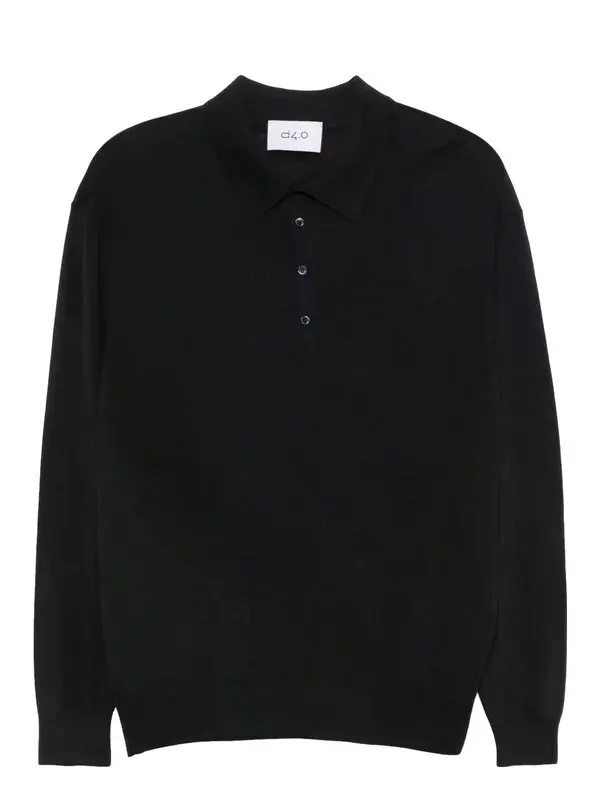 D4.0 Fine-knit Polo Shirt - Black