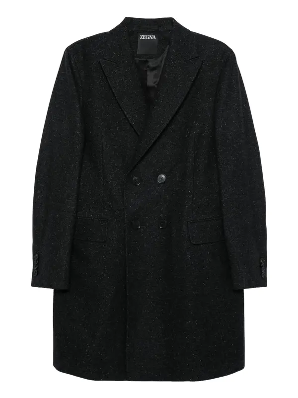 Zegna Speckle Texture Wool-silk Coat - Black