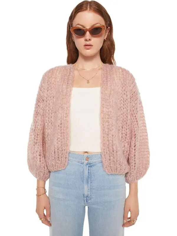 Maiami Mohair Bomber Cardigan Antique Jacket - Pink