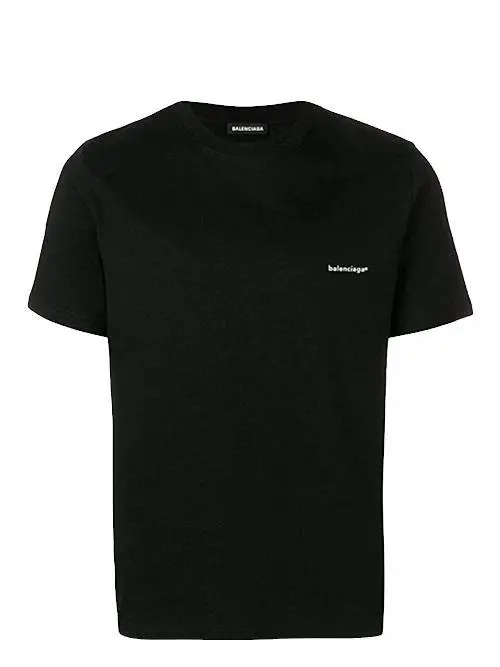 Balenciaga Small Logo Print Regular Fit Cotton T-shirt - Black/white