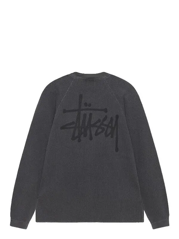 StÜssy Raglan Thermal Long Sleeve Crew - Washed Black