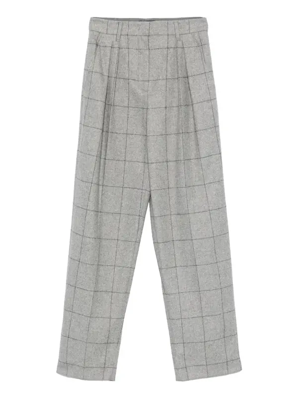 Emporio Armani Pleated Checked Trousers - Grey