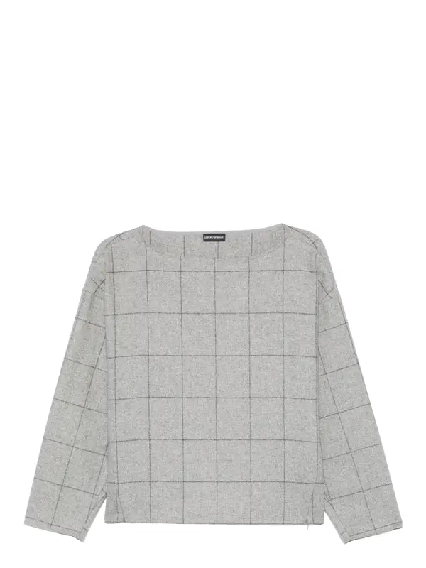 Emporio Armani Checked Boat-neck Sweater - Grey