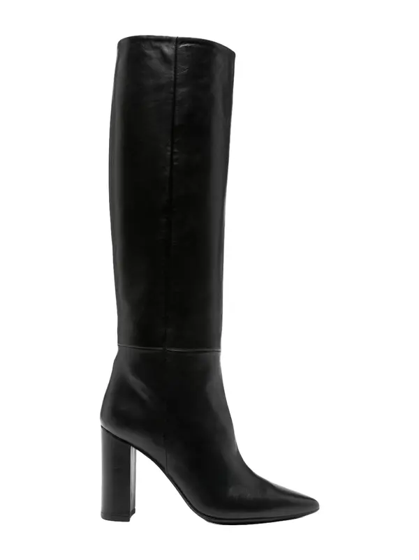 ANNA F. 95mm Leather Boots - Black