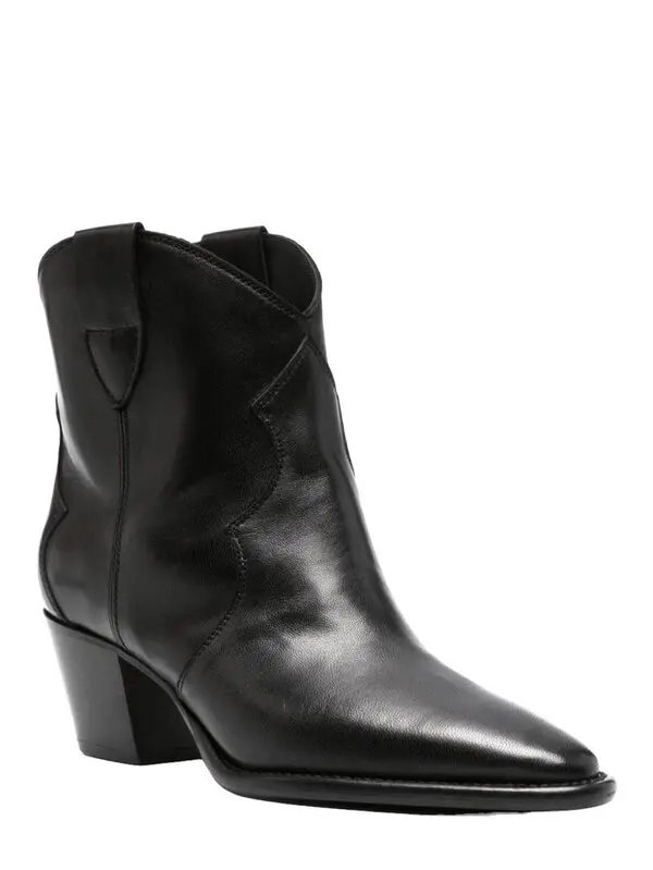 ANNA F. Cowboy Ankle Boots - Black