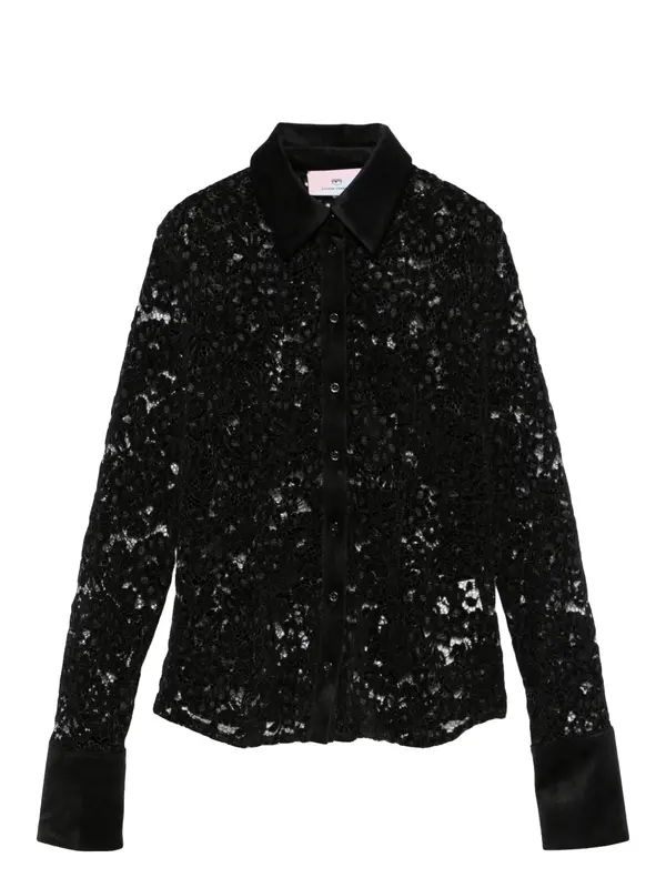CHIARA FERRAGNI Corded-lace Shirt - Black