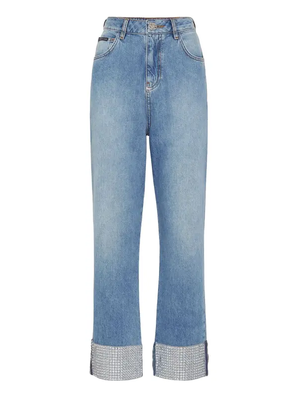 Philipp Plein Embellished Straight-leg Jeans - Blue
