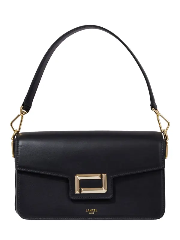 LANCEL Leather Flap Bag - Black