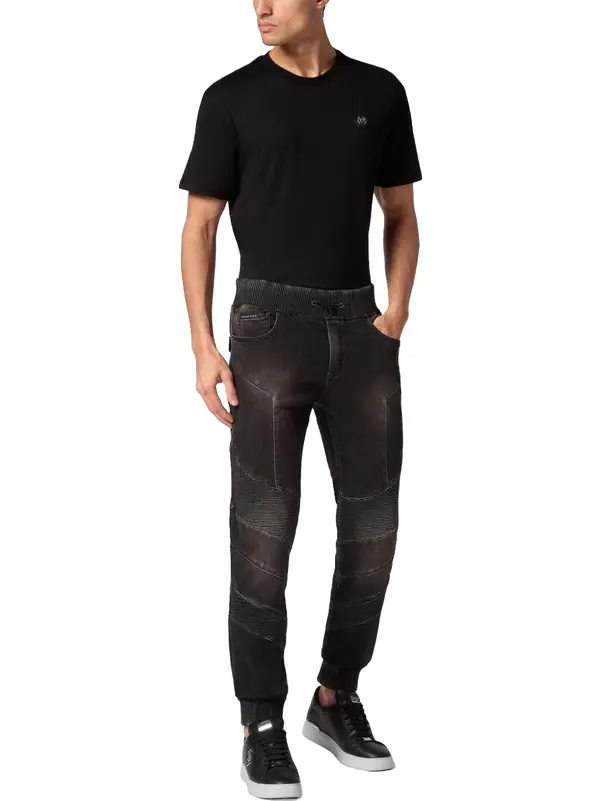 Philipp Plein Logo-appliqué Tapered Jeans - Black