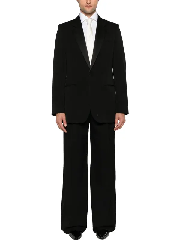 Saint Laurent Wide-leg Grain De Poudre Trousers - Black