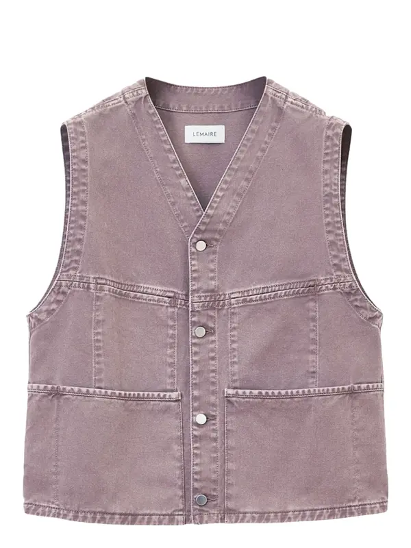LEMAIRE Collarless Denim Gilet - Purple