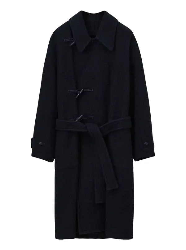 LEMAIRE Belted Felted Duffle Coat - Black