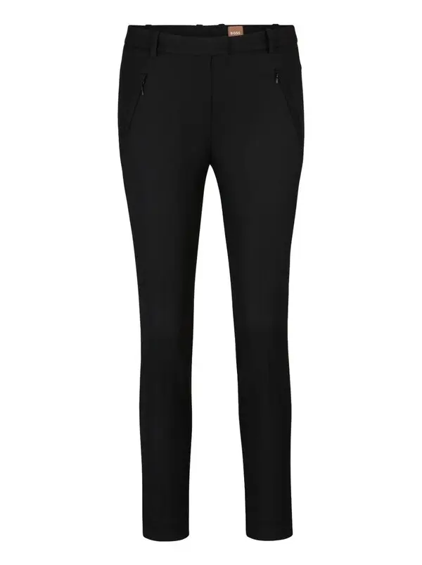 BOSS Zip-detail Slim-cut Trousers - Black